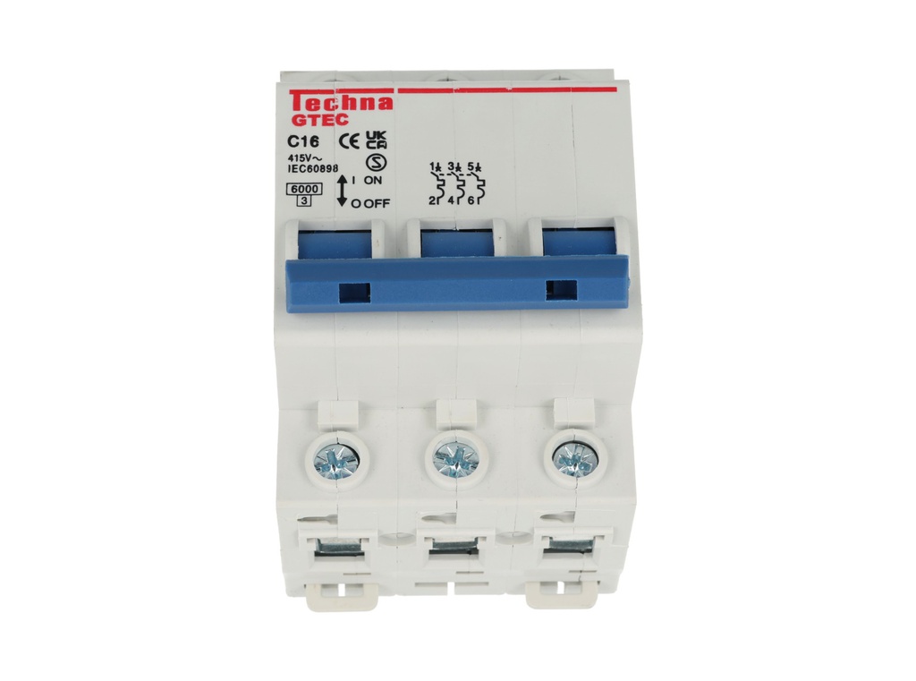 3C16 — INTERRUPTOR MINIATURA 3P 16AMP 440VCA PARA RIEL CURVA C | Acotron Electrónica Industrial